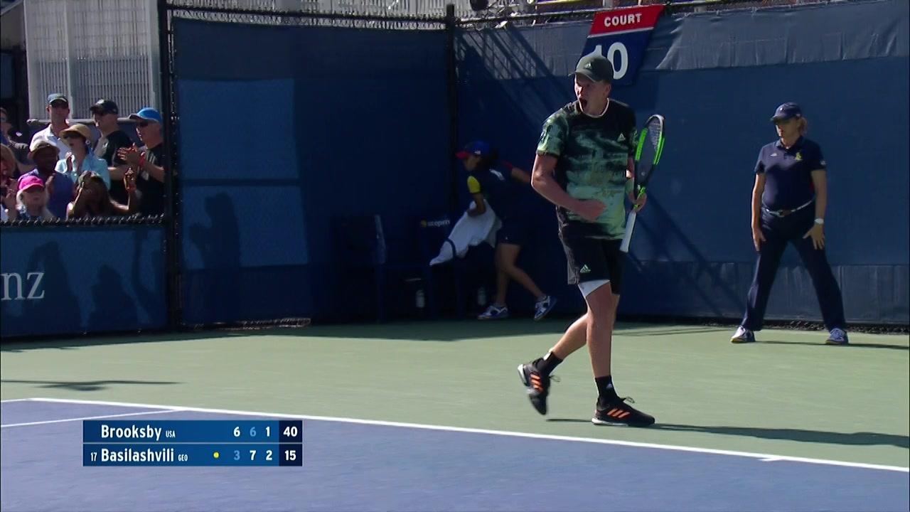 SlamTracker: Break Point; Brooksby wins the point with a forehand ...