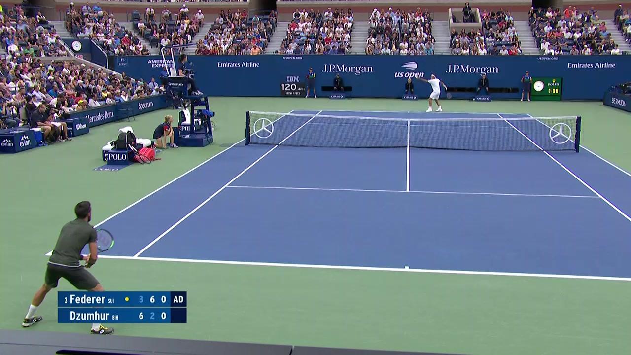 SlamTracker: Federer wins the point with a forehand smash winner. - US ...