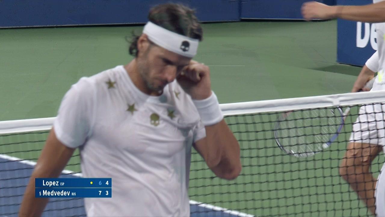 SlamTracker: Lopez wins the point with a forehand volley winner. - US ...
