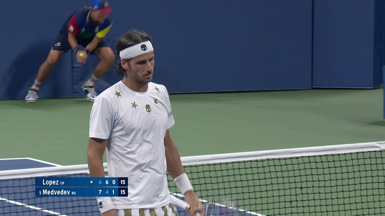 SlamTracker: Lopez wins the point with a backhand volley winner. - US ...