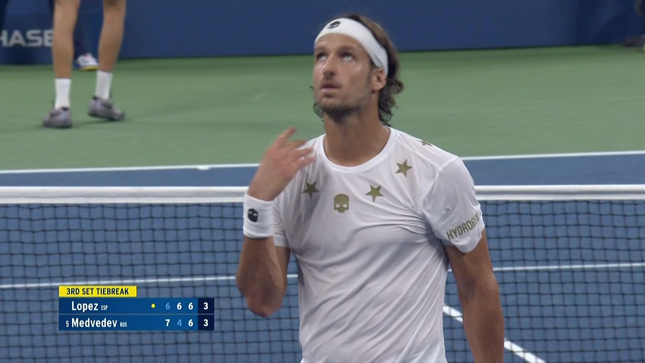 SlamTracker: Lopez wins the point with a forehand volley winner. - US ...