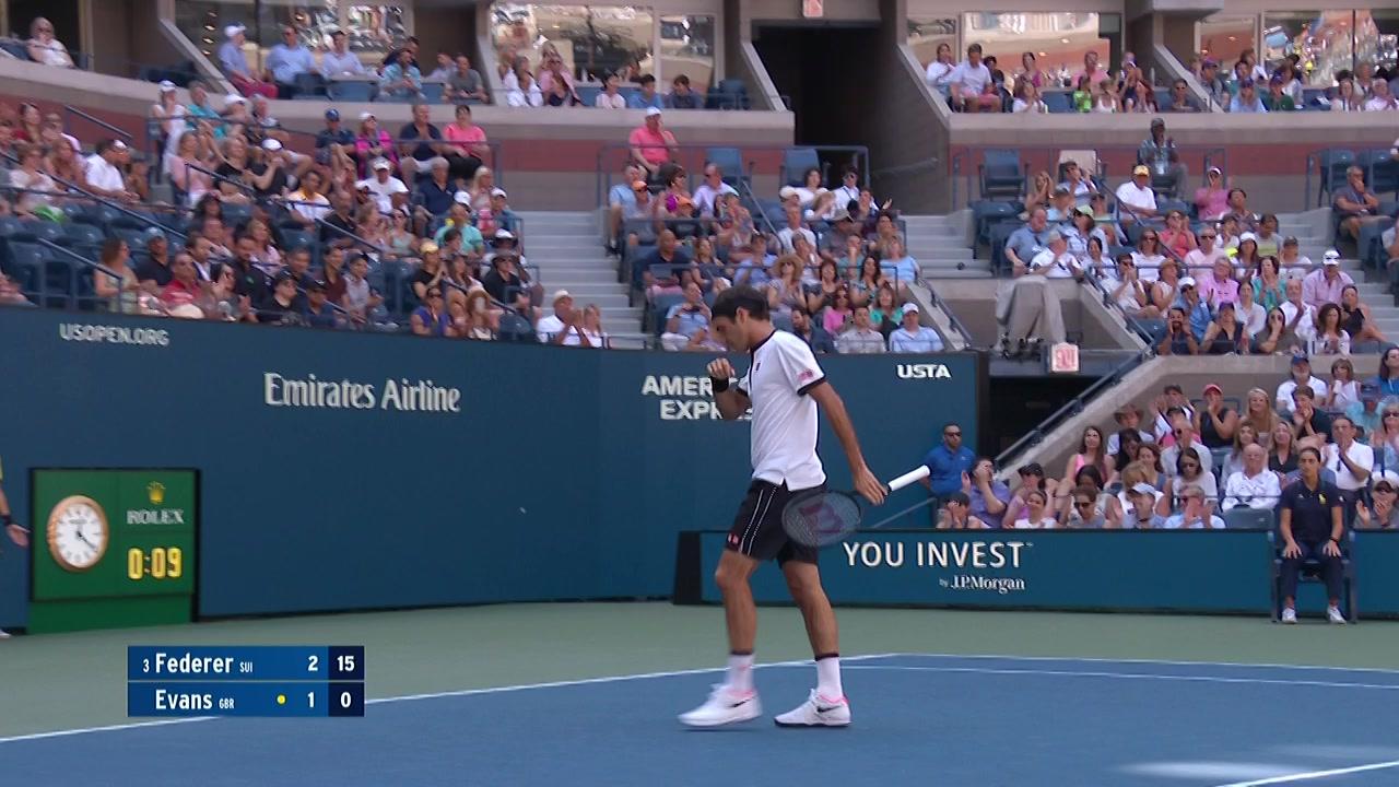 SlamTracker: Federer wins the point with a forehand smash winner. - US ...