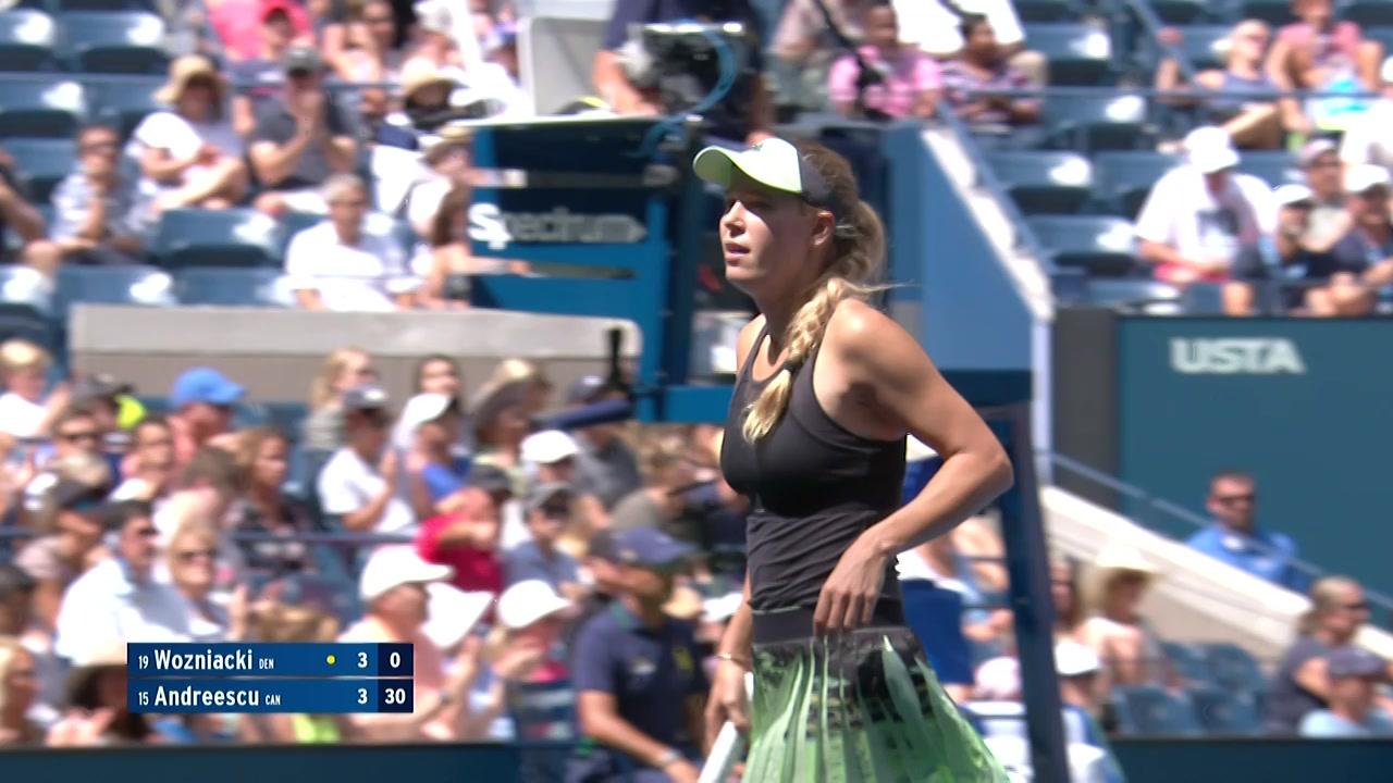 SlamTracker: Wozniacki wins the point with a forehand winner. - US Open ...