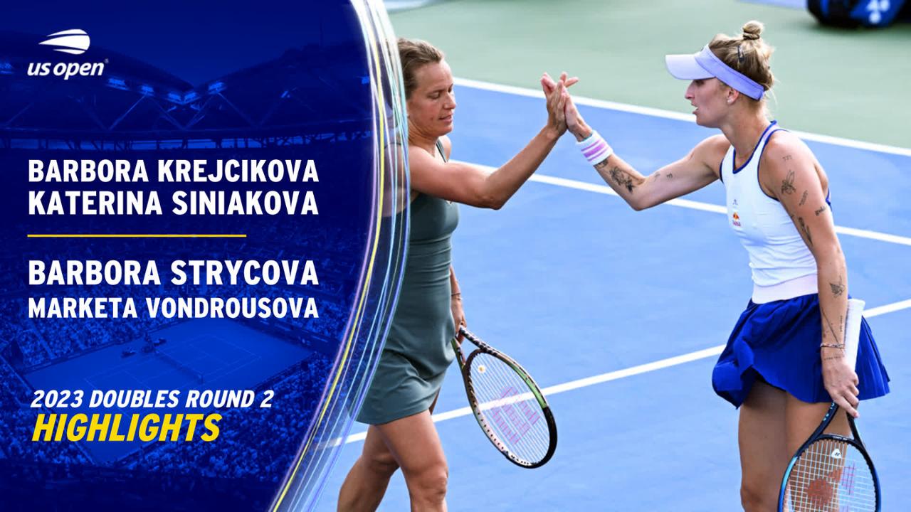 Krejcikova/Siniakova vs. Strycova/Vondrousova Highlights | Round 2 - US ...