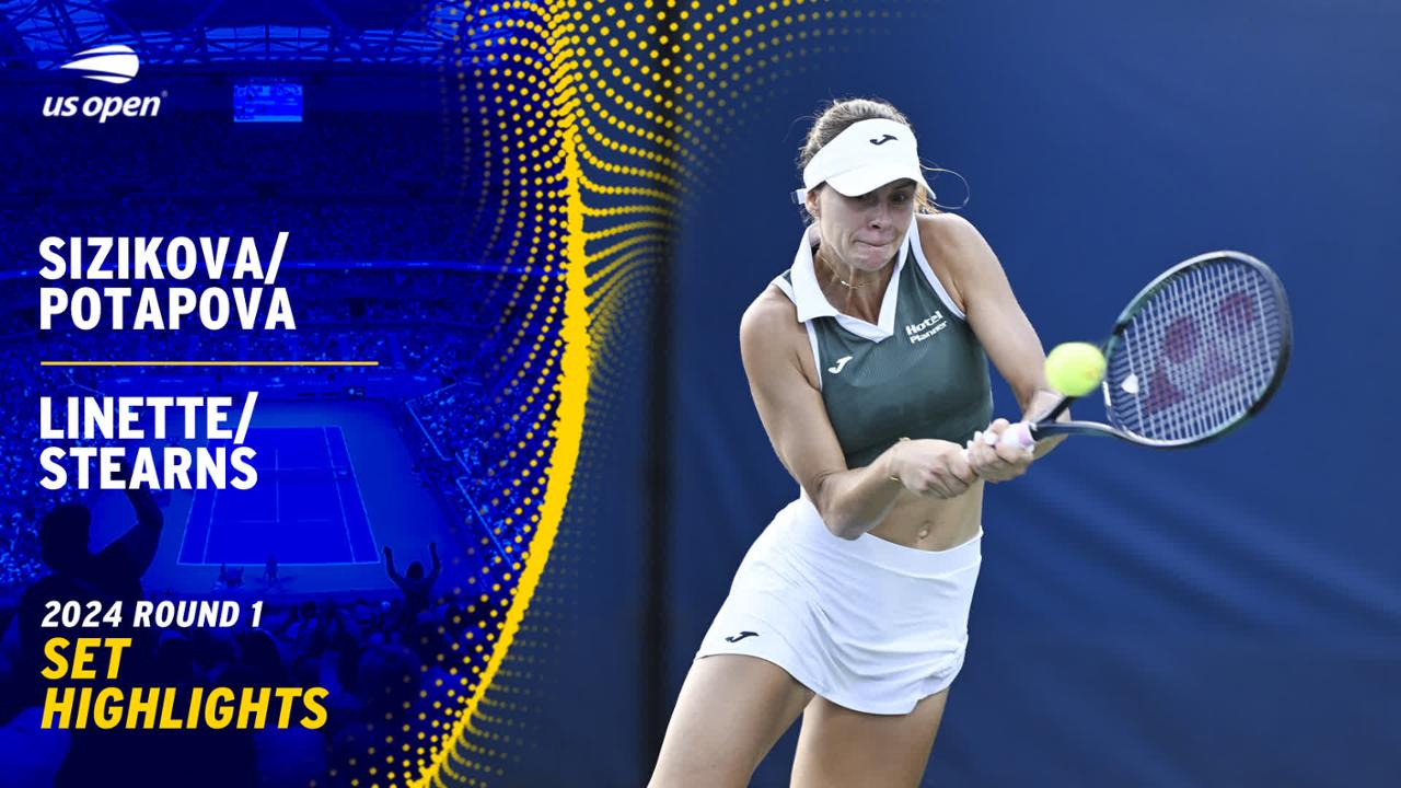 Potapova/Sizikova vs. Linette/Stearns Highlights | Round 1, Set 1 - US ...